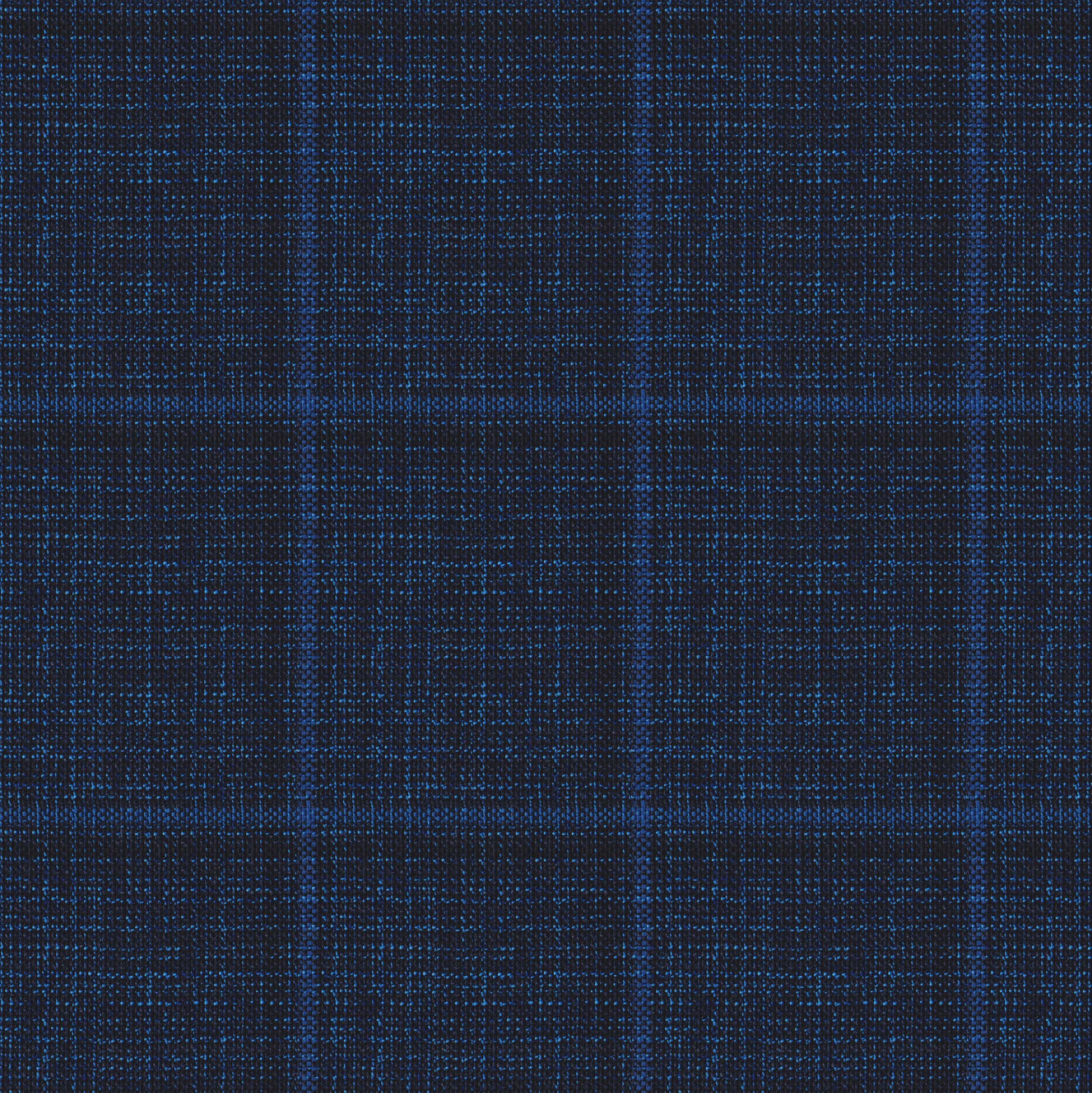 Shivas Midnight-Blue & Blue Worsted Checks Merino Wool Suiting Fabric ...